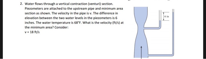 Solved 2. Water flows through a vertical contraction | Chegg.com