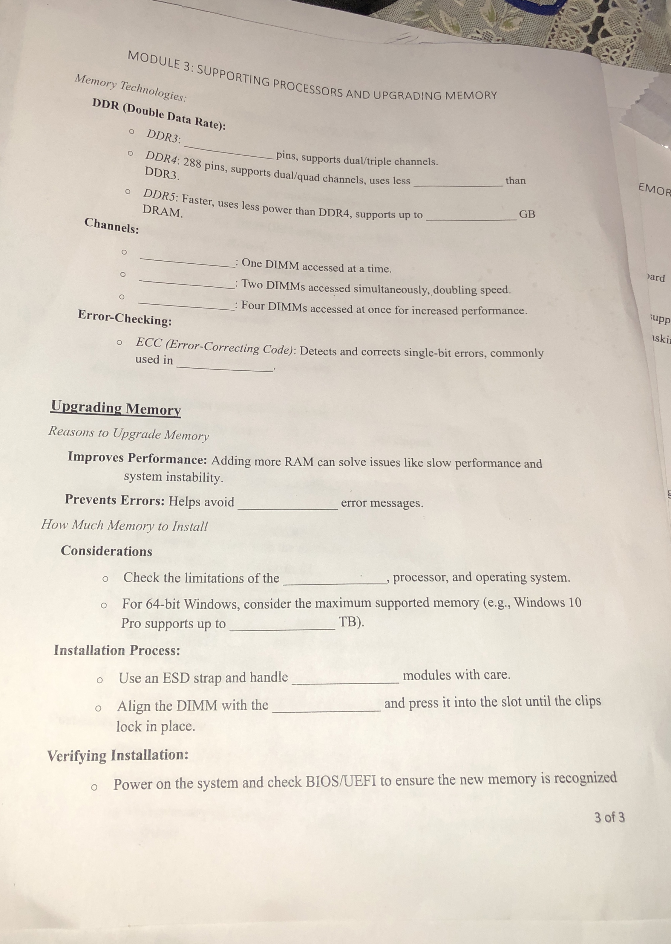 Solved MODULE 3: SUPPORTING PROCESSORS AND UPGRADING | Chegg.com