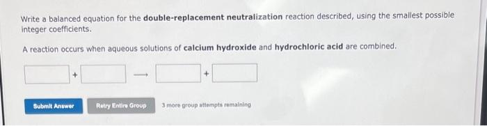 Solved Write a balanced equation for the double-replacement | Chegg.com