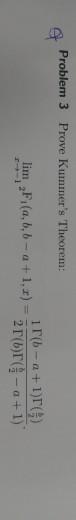Solved Problem 3 Prove Kummer's Theorem: 11b-a+10) lim | Chegg.com