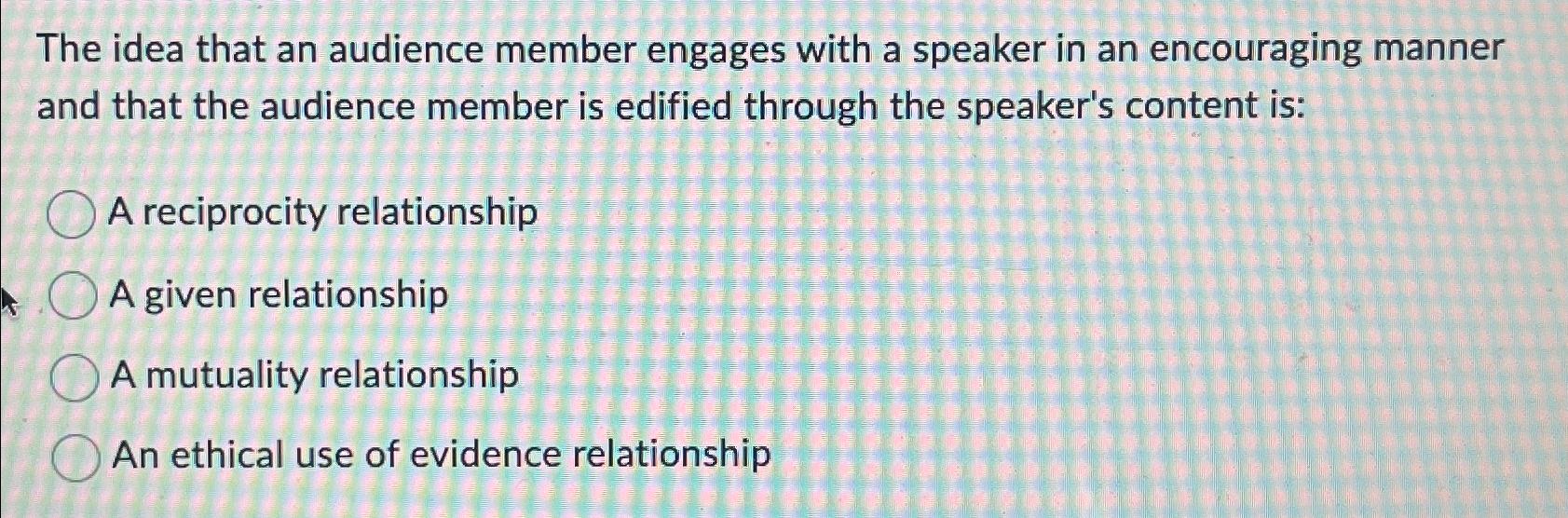 Solved The idea that an audience member engages with a | Chegg.com