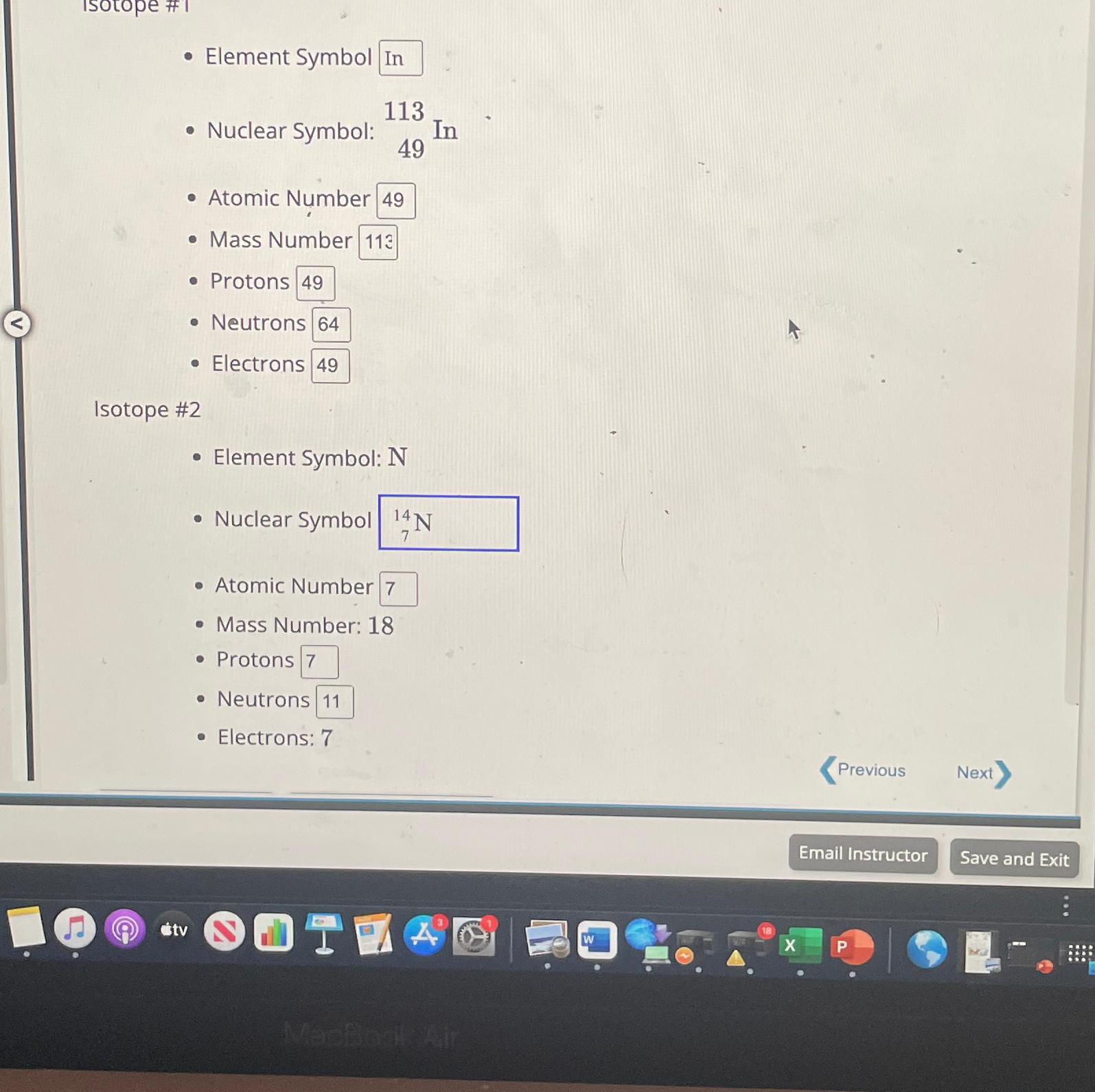 Solved Element Symbol InNuclear Symbol: ?49113 ﻿InAtomic | Chegg.com