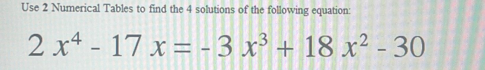 Solved 2x4-17x=-3x3+18x2-30 | Chegg.com