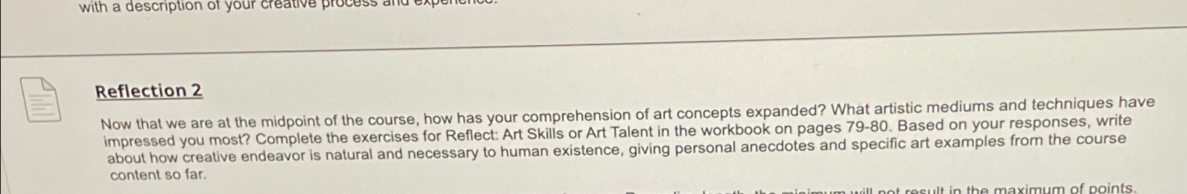 Solved Reflection 2Now that we are at the midpoint of the | Chegg.com