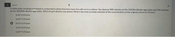 Solved A viable plate counting experiment is conducted to | Chegg.com