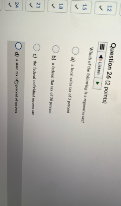 Solved Question 26 (2 ﻿points) ListenWhich of the following | Chegg.com