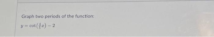 Solved Graph two periods of the function: y=cot(54x)−2 | Chegg.com
