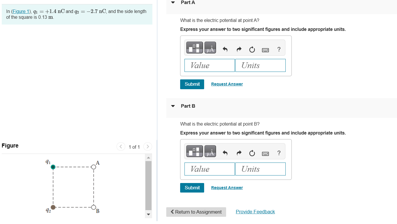 Part AIn (Figure 1), \( ﻿q_{1}=+1.4 \mathrm{nC} \) | Chegg.com
