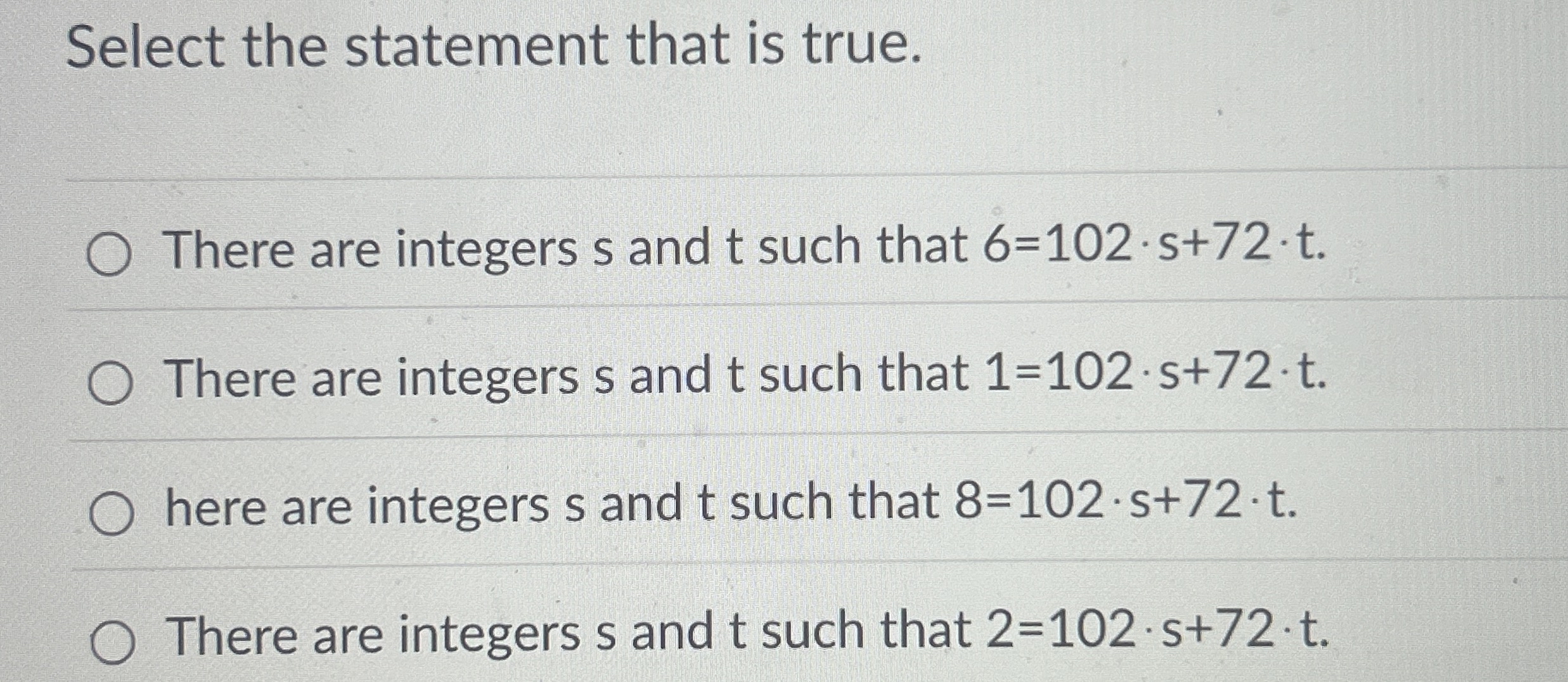 High Quality SOLUTION Select the statement that is true.There are integers | Chegg.com