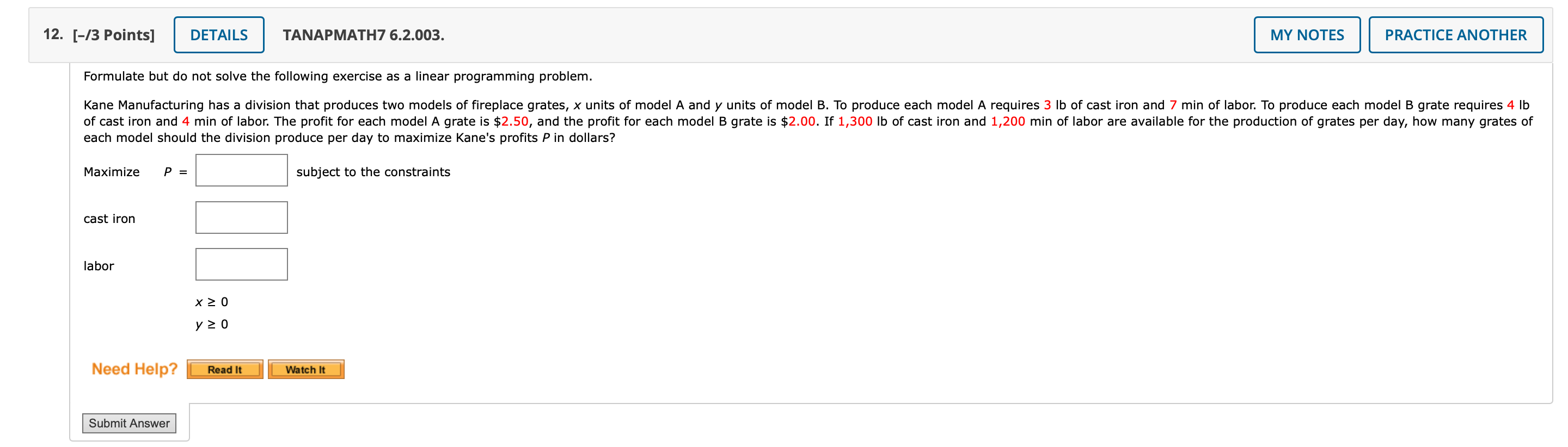 Solved question: [-/3 ﻿Points]TANAPMATH7 6.2.003.Formulate | Chegg.com