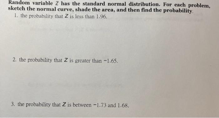 Solved Random variable Z has the standard normal | Chegg.com