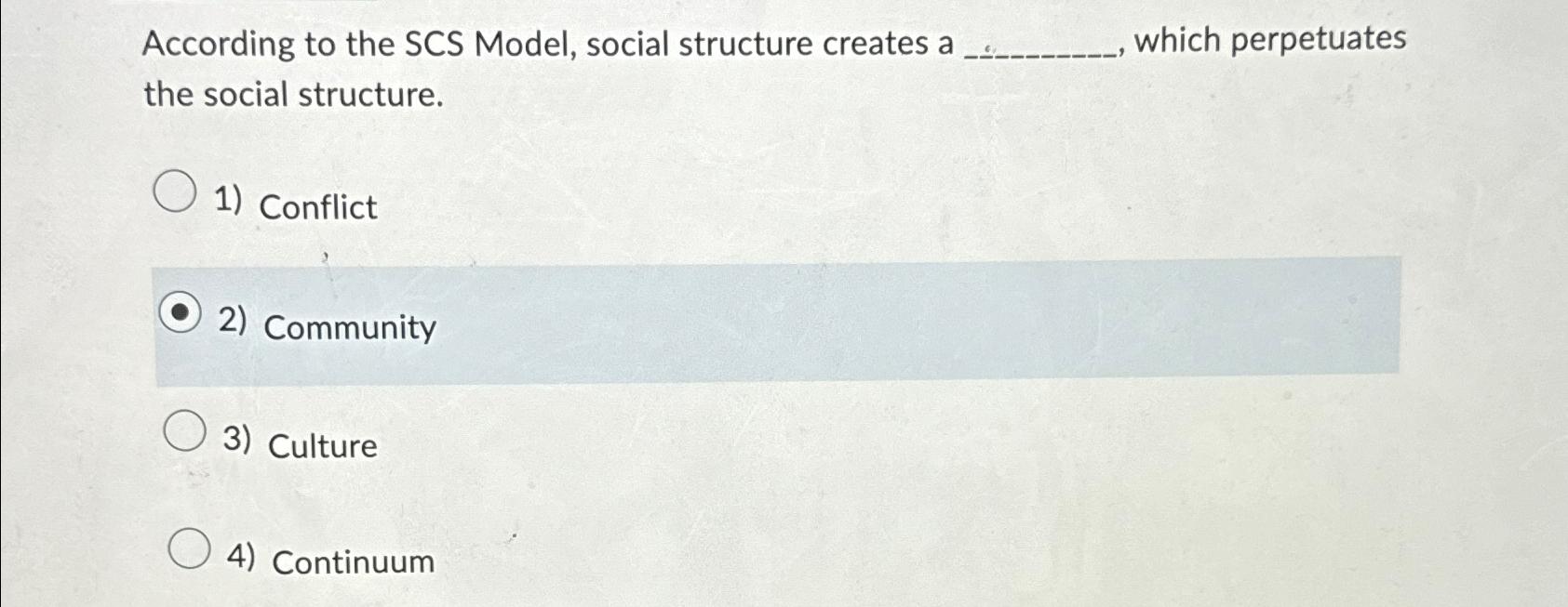 Solved According to the SCS Model, social structure creates | Chegg.com