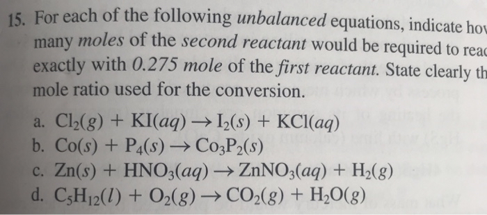 Solved For each of the following unbalanced equations, | Chegg.com