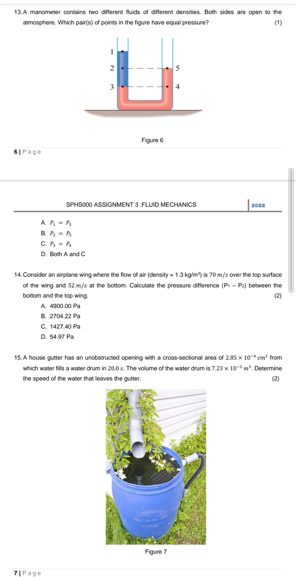 Solved 13. A manometer contains two different fluids of | Chegg.com