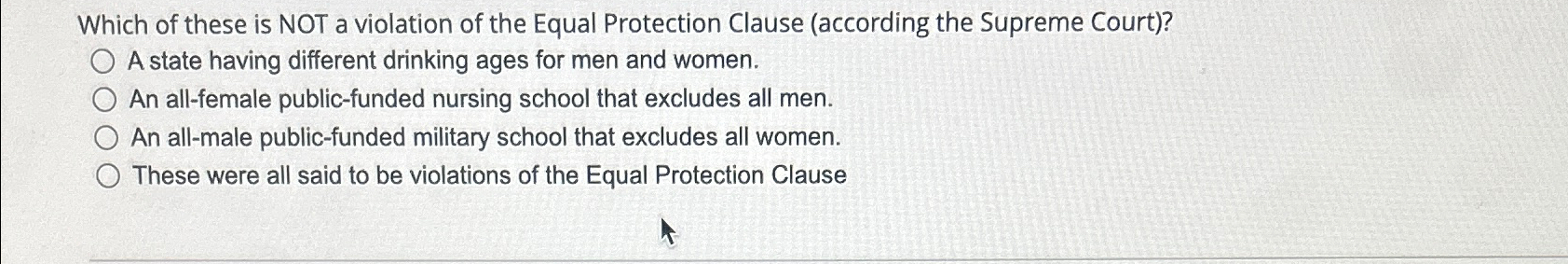 Solved Which of these is NOT a violation of the Equal | Chegg.com