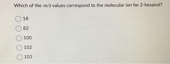 Solved Which of the m/z values correspond to the molecular | Chegg.com