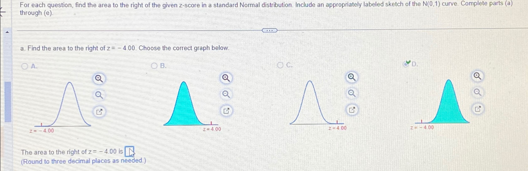 Solved For each question, find the area to the right of the | Chegg.com