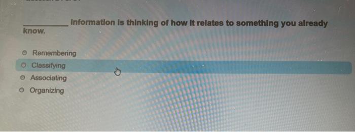 know. Information is thinking of how it relates to | Chegg.com
