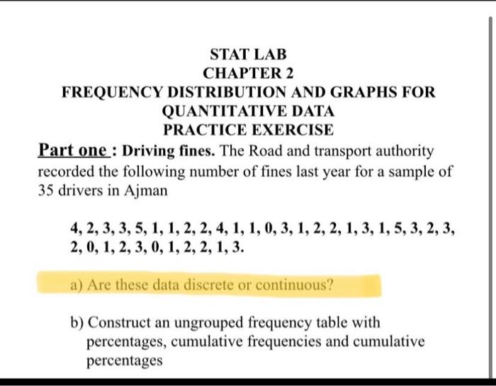Solved STAT LAB CHAPTER 2 FREQUENCY DISTRIBUTION AND GRAPHS | Chegg.com