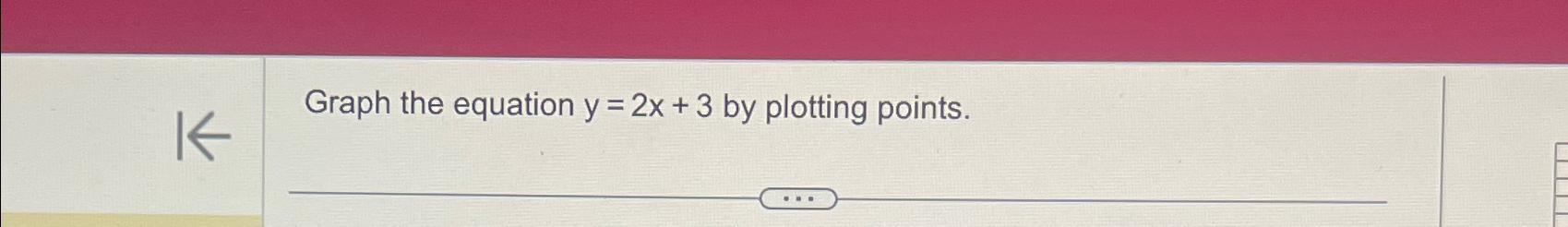 Solved Graph the equation y=2x+3 ﻿by plotting points. | Chegg.com