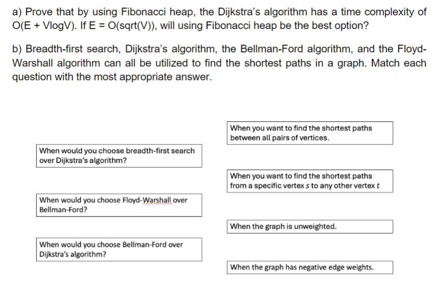 Solved A ﻿prove That By Using Fibonacci Heap The 