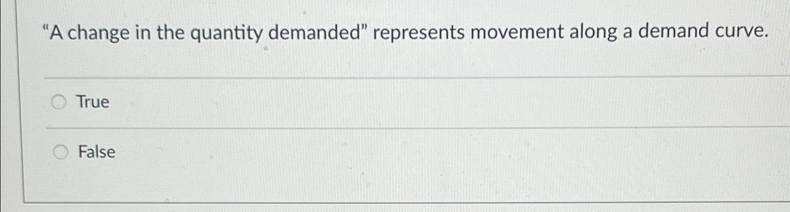 Solved "A change in the quantity demanded" represents | Chegg.com