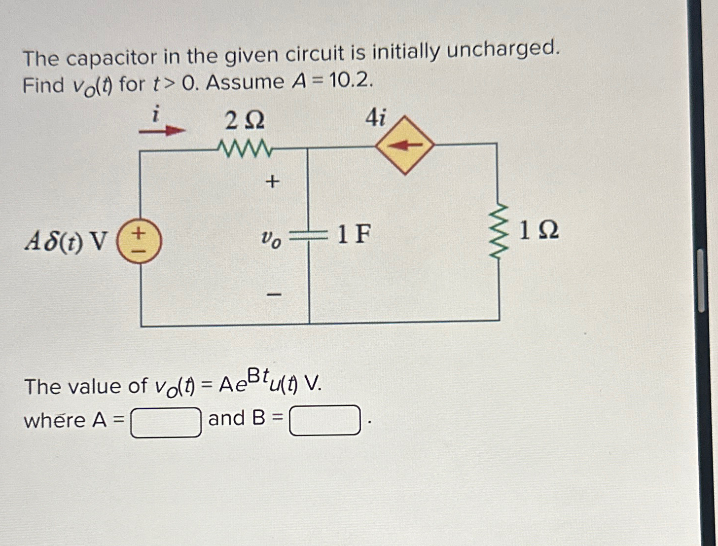 Solved The capacitor in the given circuit is initially | Chegg.com