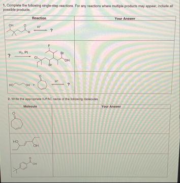 1. ﻿Complete the following single-step reactions. For | Chegg.com