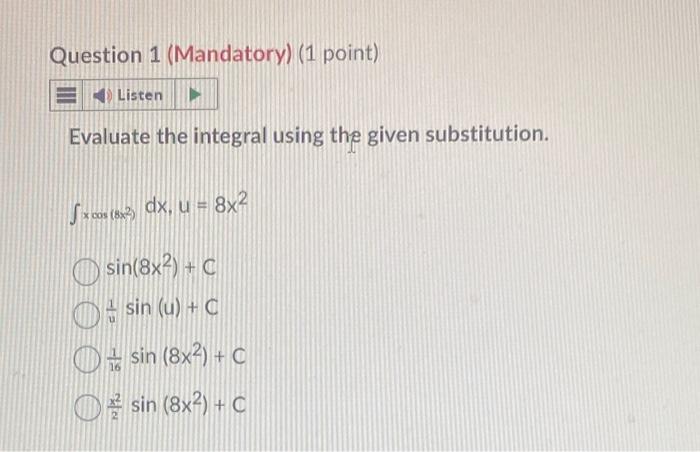 Solved Evaluate the integral using the given substitution. | Chegg.com