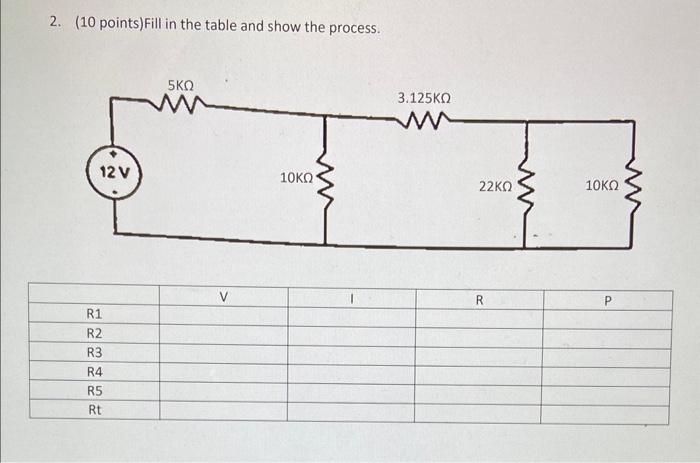 Solved 2. (10 points)Fill in the table and show the process. | Chegg.com