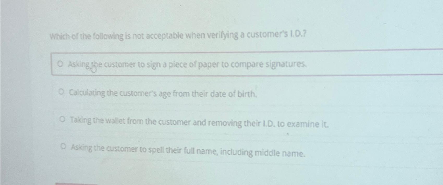 Solved Which of the following is not acceptable when | Chegg.com