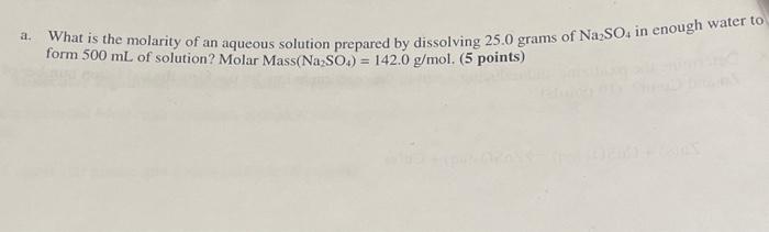 Solved a. What is the molarity of an aqueous solution | Chegg.com
