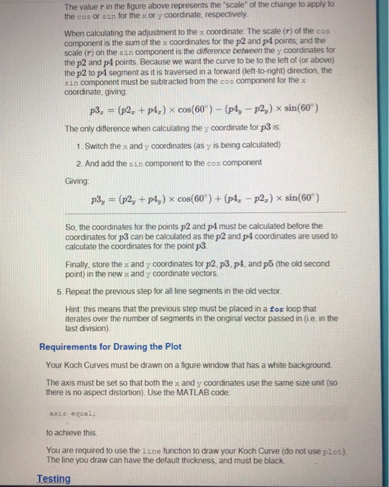 write a script to create a Koch curve. done in matlab | Chegg.com