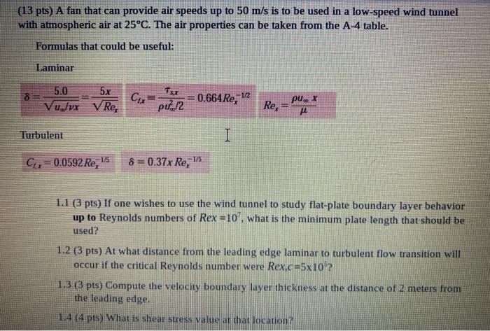 Solved (13 pts) A fan that can provide air speeds up to 50 | Chegg.com