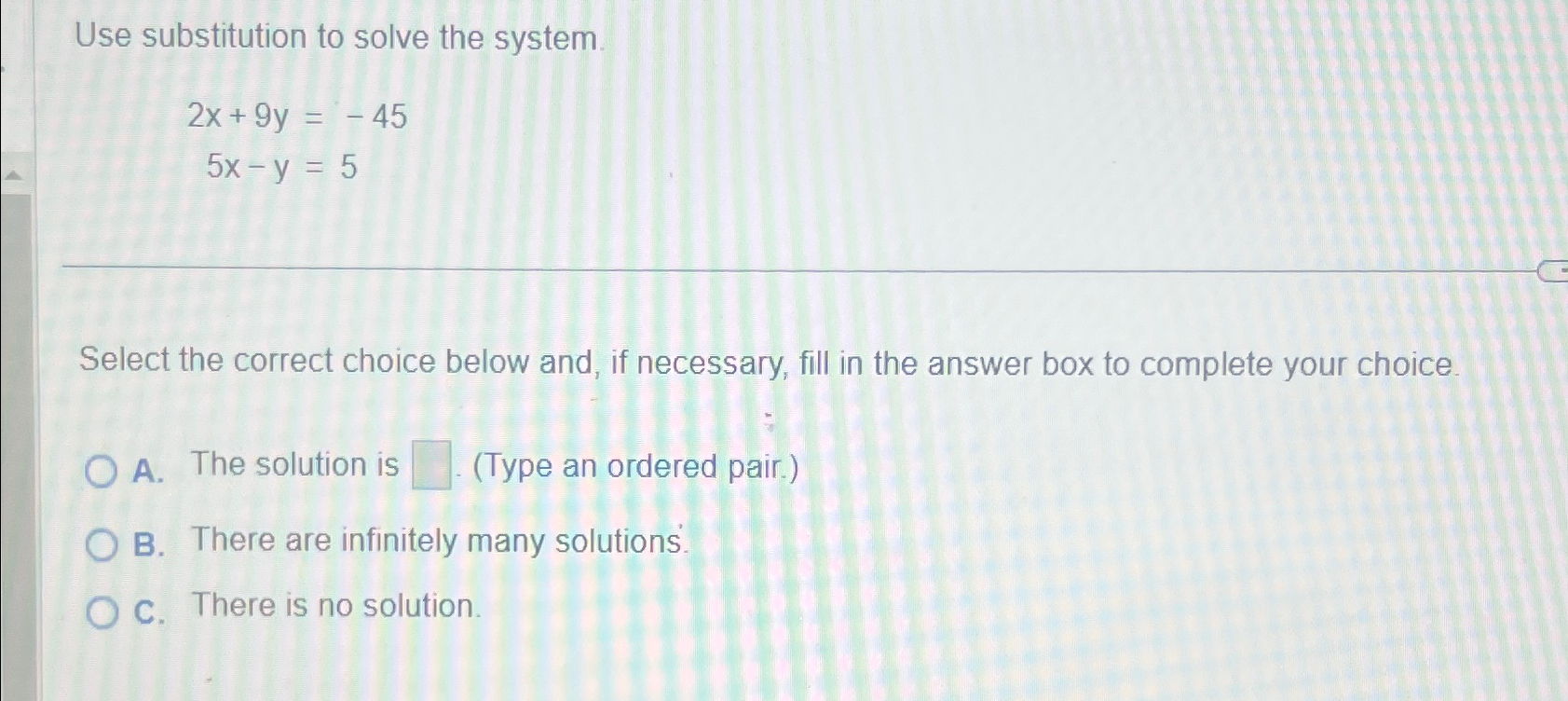 Solved Use substitution to solve the | Chegg.com