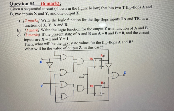 Solved Question #4 (6 mark): Given a sequential circuit | Chegg.com