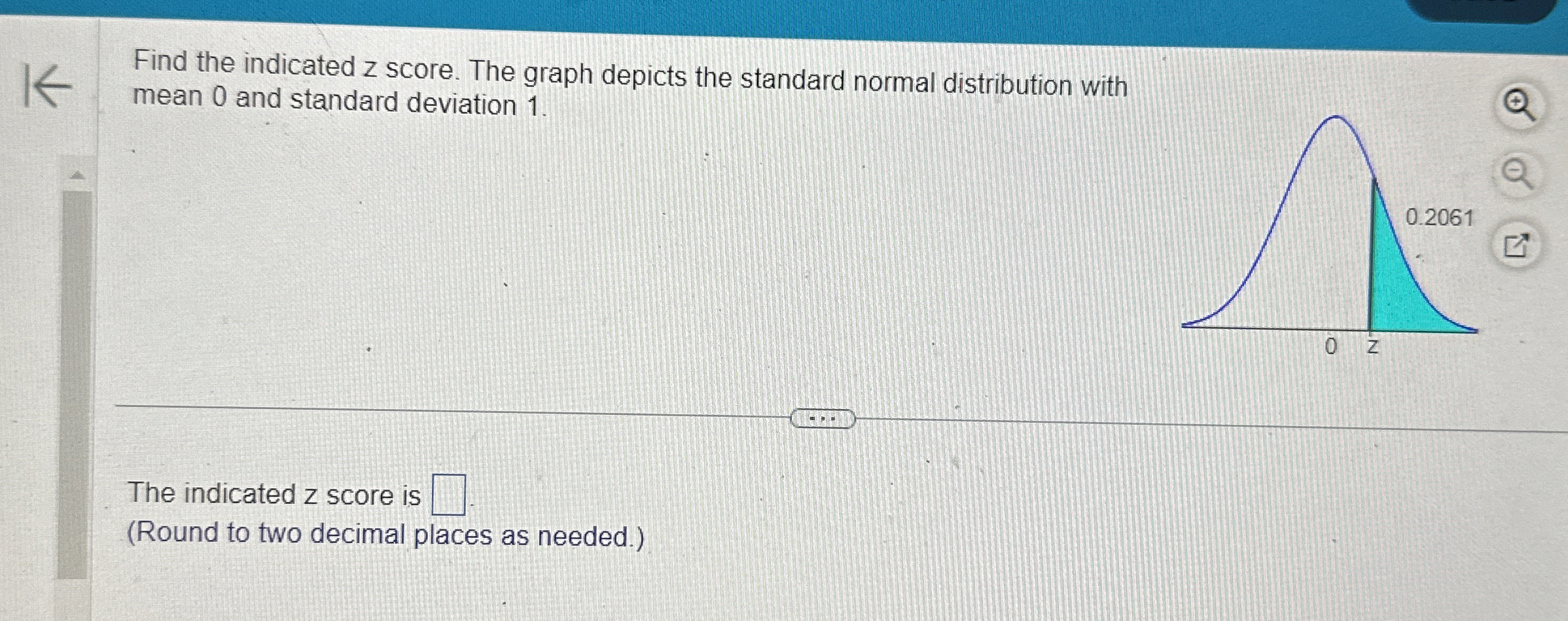 Solved Find the indicated z ﻿score. The graph depicts the | Chegg.com