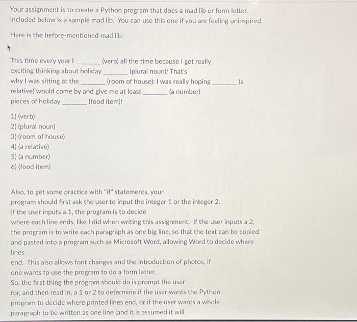 Solved Your assignment is to create a Python program that | Chegg.com