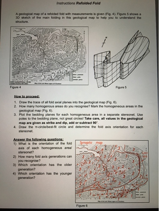 Instructions Refolded Fold A geological map of a | Chegg.com