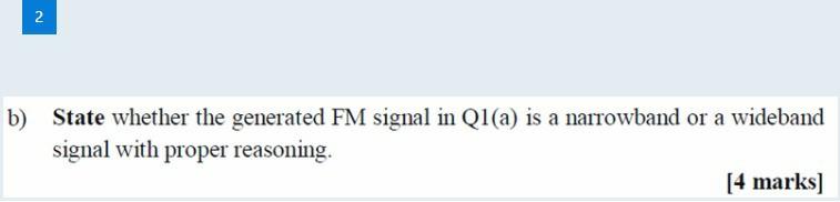 Solved 1 a) A frequency modulated signal, v(t) is given in | Chegg.com