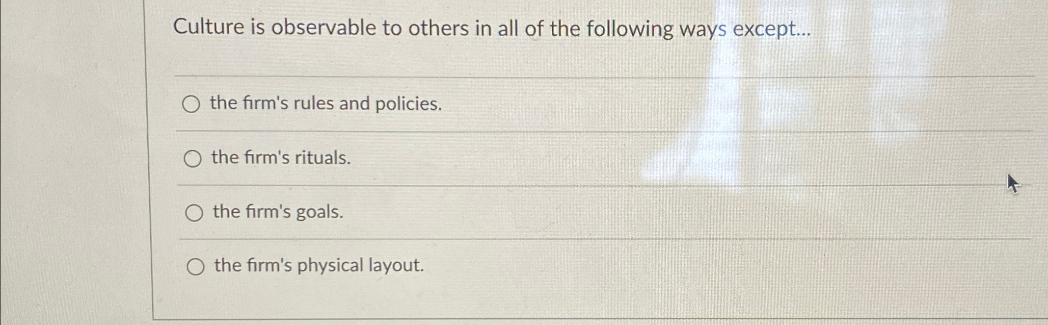 Solved Culture is observable to others in all of the | Chegg.com