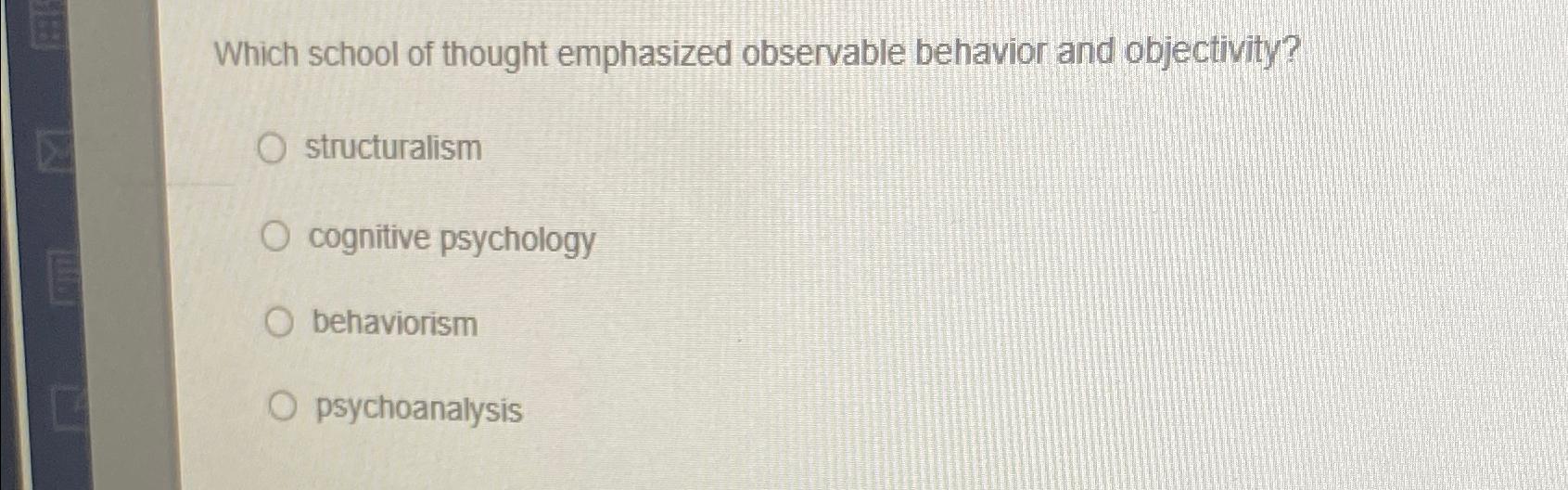 Solved Which school of thought emphasized observable | Chegg.com