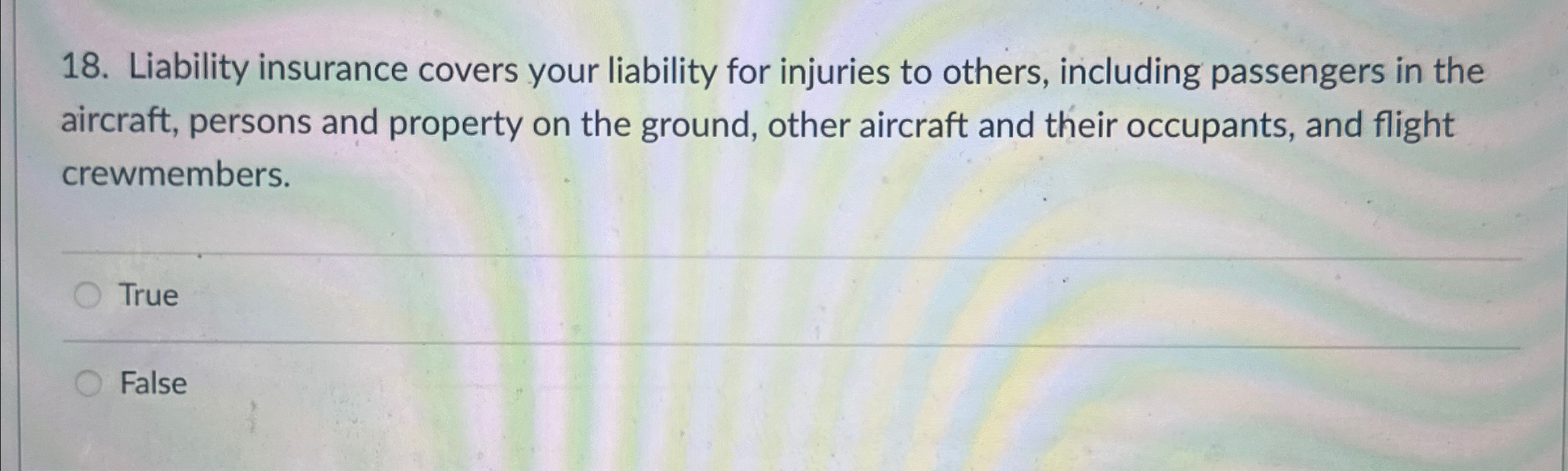 Solved Liability insurance covers your liability for | Chegg.com