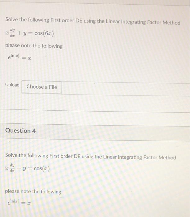 Solved Solve the following First order DE using the Linear | Chegg.com