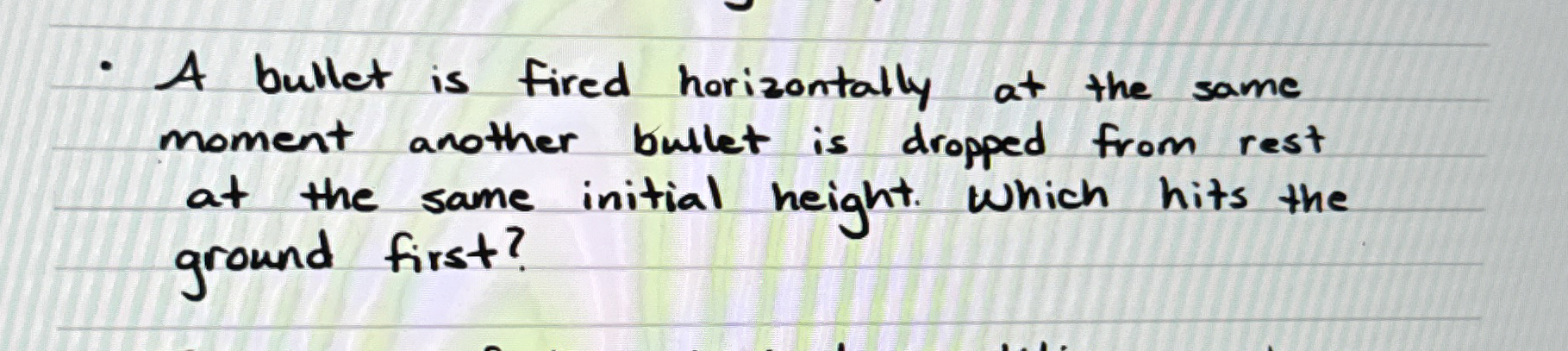 Solved A bullet is fired horizontally at the samemoment | Chegg.com