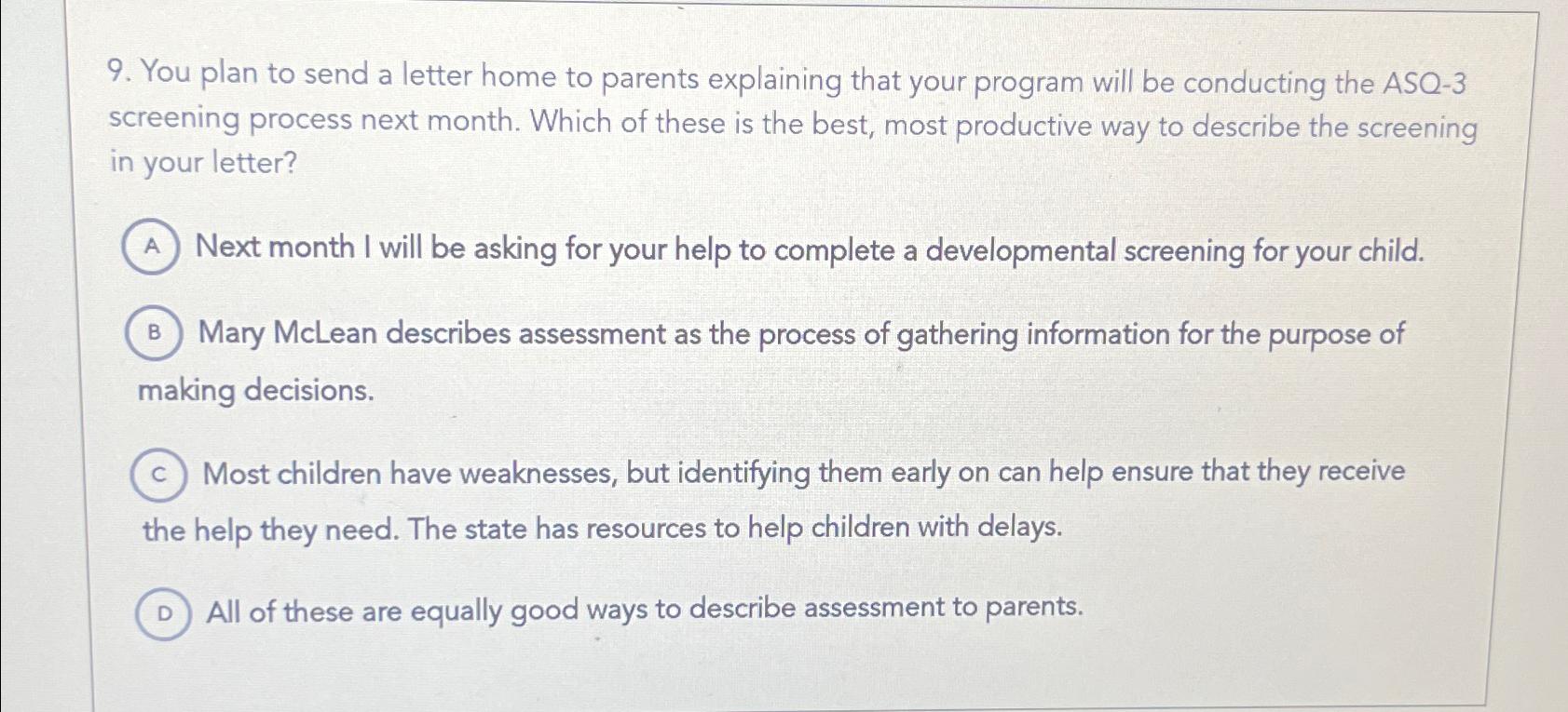 Solved You plan to send a letter home to parents explaining | Chegg.com