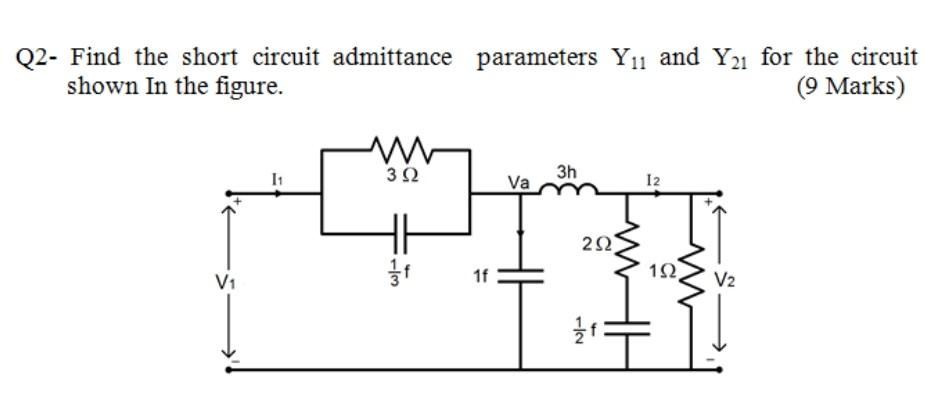 Solved Q2- Find the short circuit admittance parameters Y11 | Chegg.com