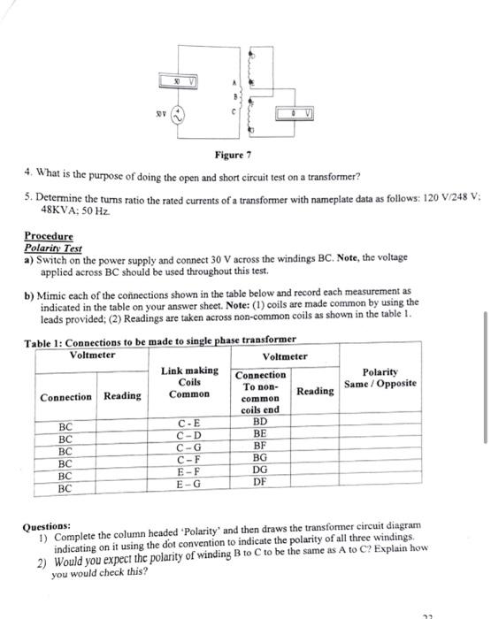 LAB \#3: Single Phase Transformer Tests Obiectives - | Chegg.com