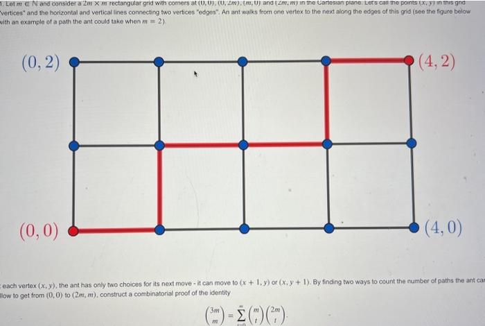 Solved Let m∈N and consider a 2m×m rectangular grid with | Chegg.com