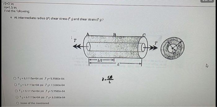 - At intermediate radius (ρ) shear stress (r3) and | Chegg.com